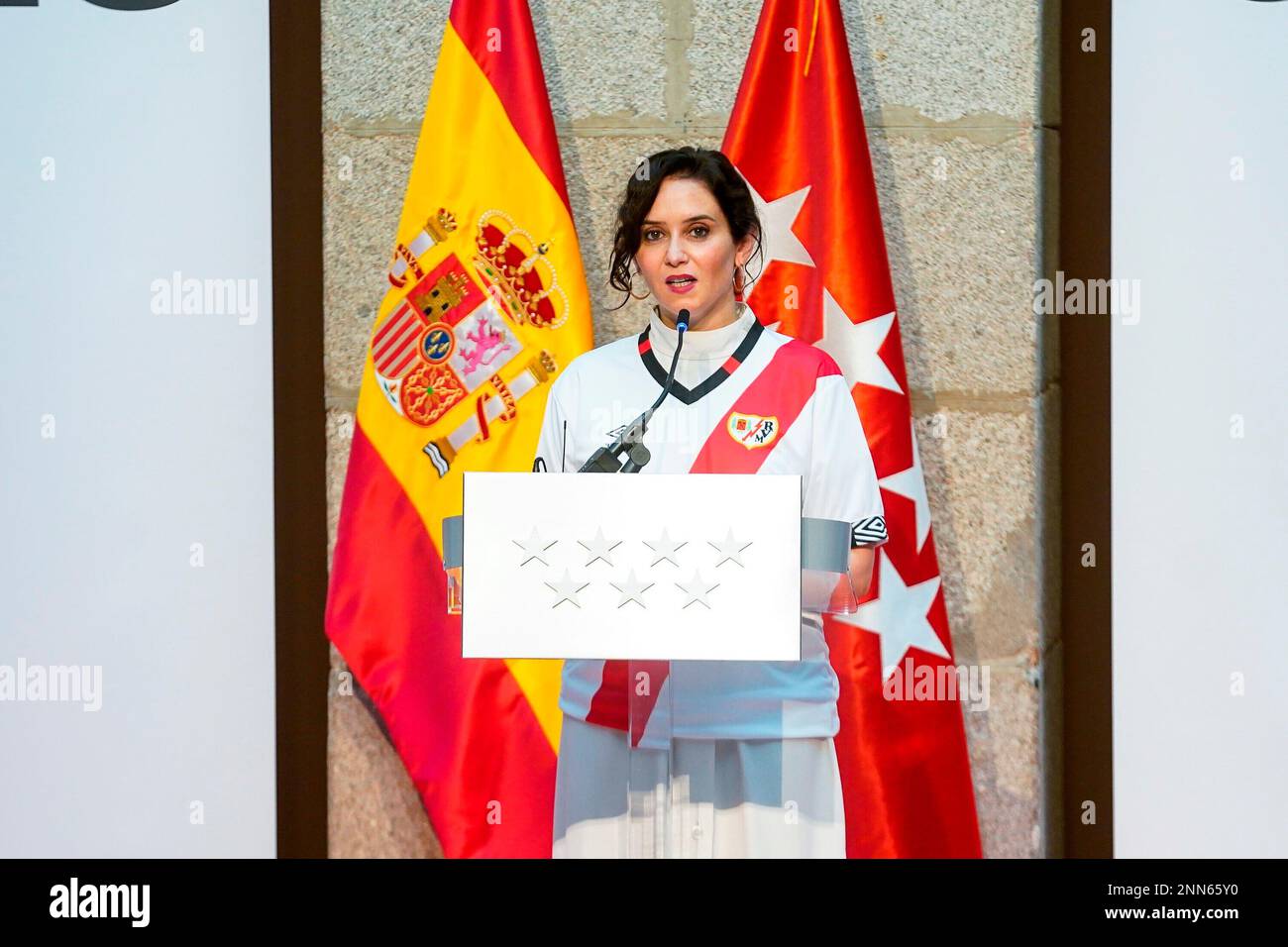 The president of Madrid, Isabel Díaz Ayuso, during the reception at the ...