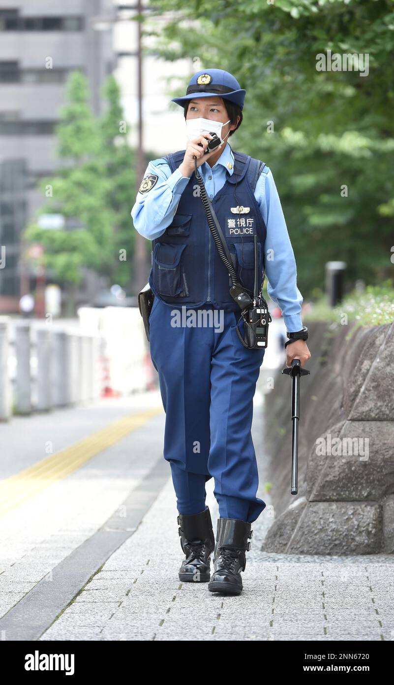An officer of Tokyo Metropolitan Police Department's Office Riot Police ...