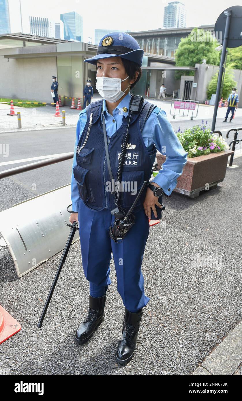 An officer of Tokyo Metropolitan Police Department's Office Riot Police ...