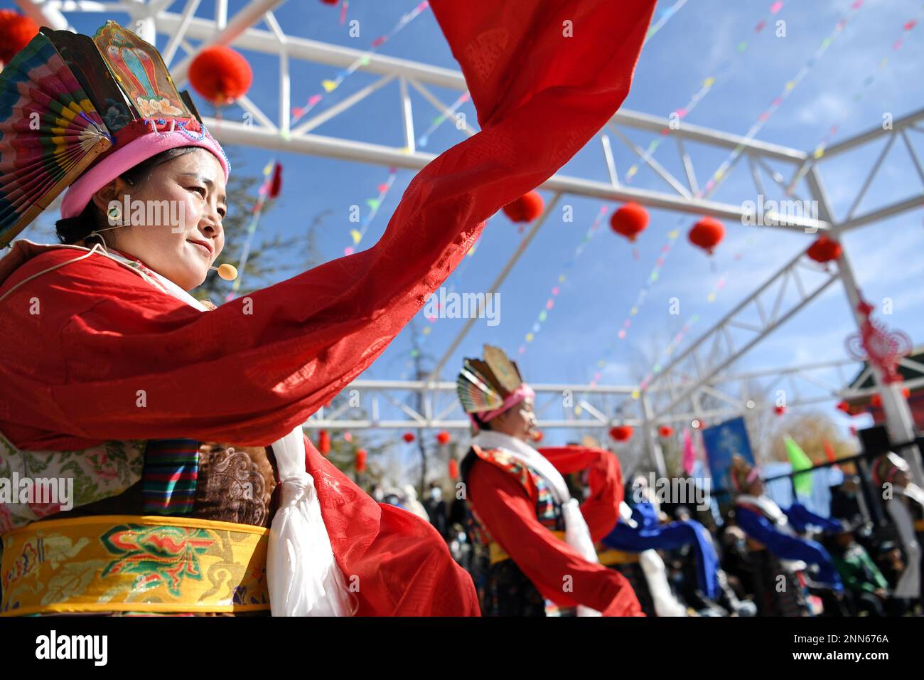 Lhasa, China's Tibet Autonomous Region. 25th Feb, 2023. Actors perform ...