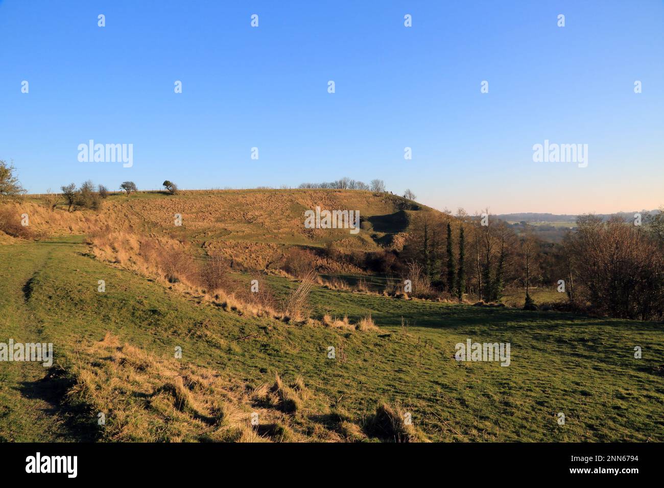 Early evening light over the North Downs Way (long distance footpath ...