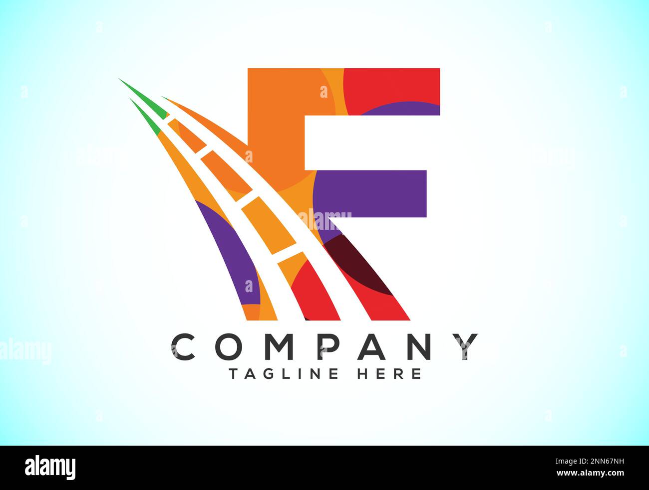 Letter F with road logo sing. Polygonal style logo for highway ...