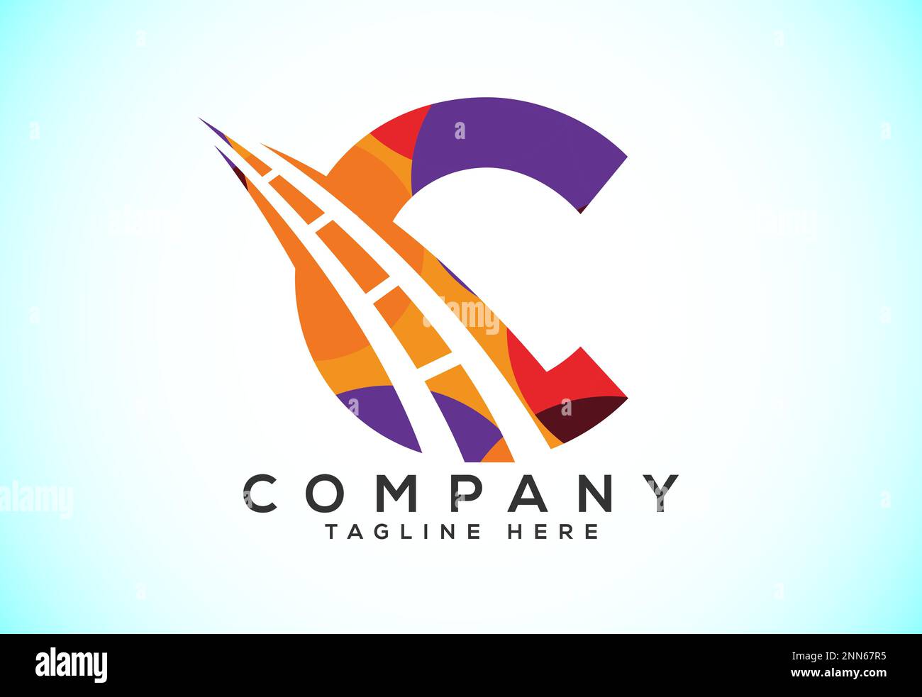 Letter C with road logo sing. Polygonal style logo for highway ...