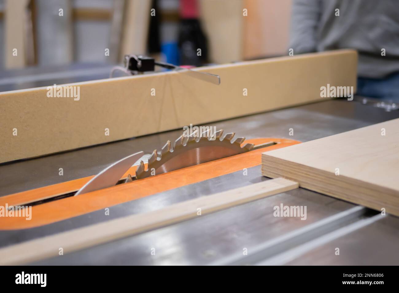 Modern industrial electric circular saw machine, carpenter equipment ...