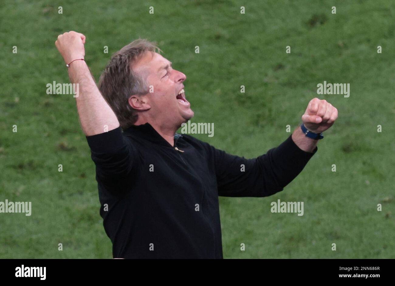 Denmark's managaer Kasper Hjulmand celebrates fourth goal during the ...