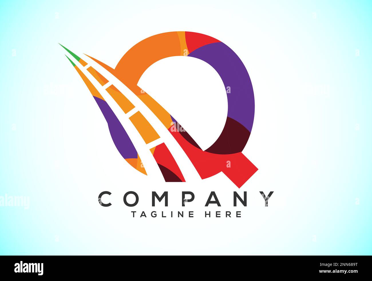 Letter Q with road logo sing. Polygonal style logo for highway ...