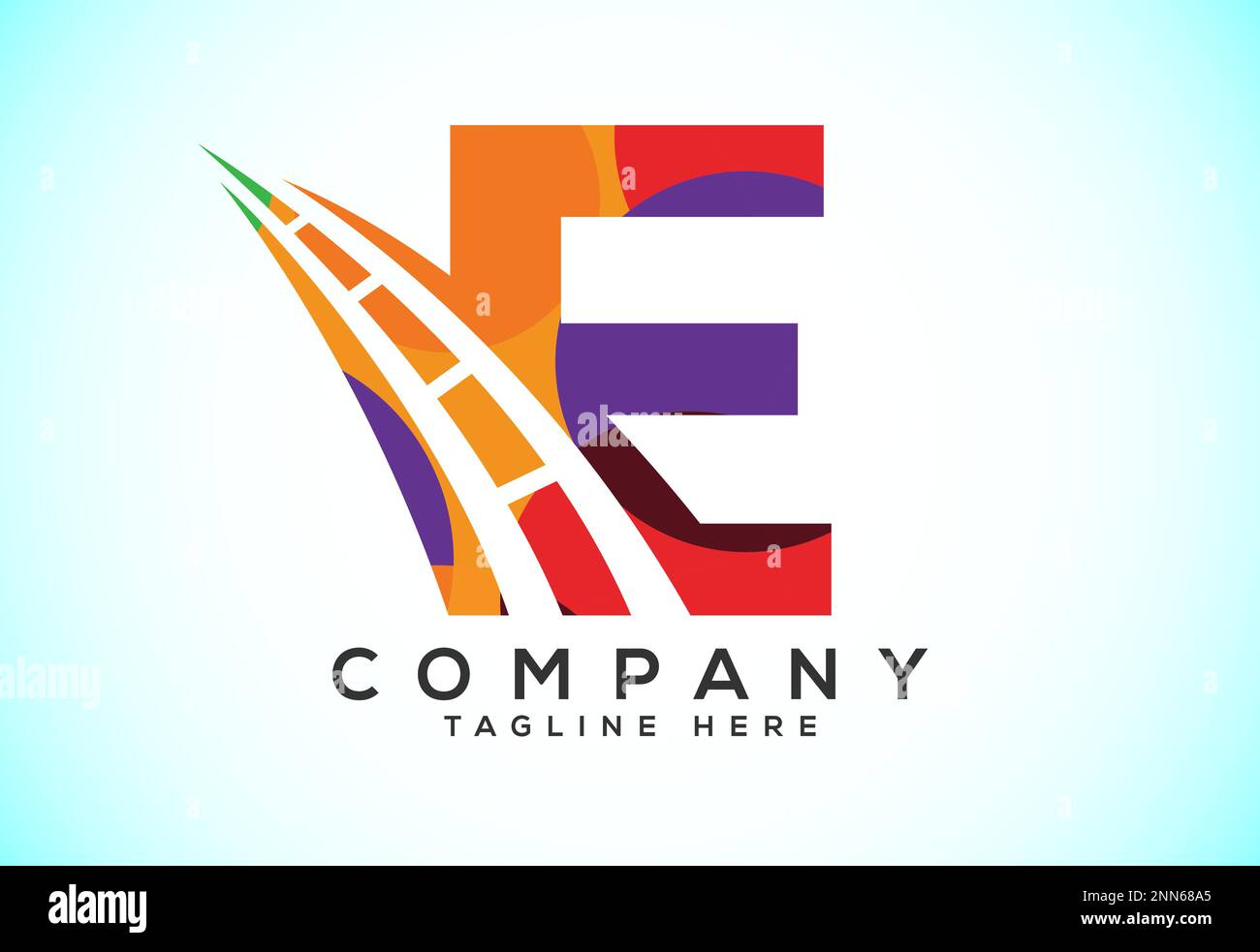 Letter E with road logo sing. Polygonal style logo for highway ...
