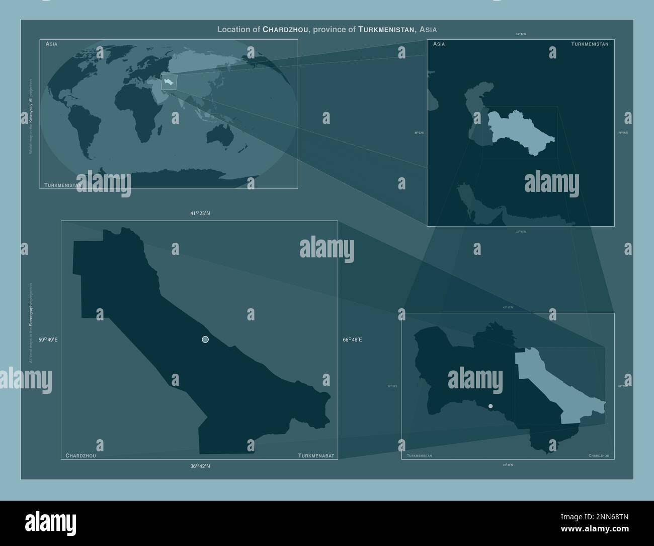 Chardzhou, province of Turkmenistan. Diagram showing the location of ...