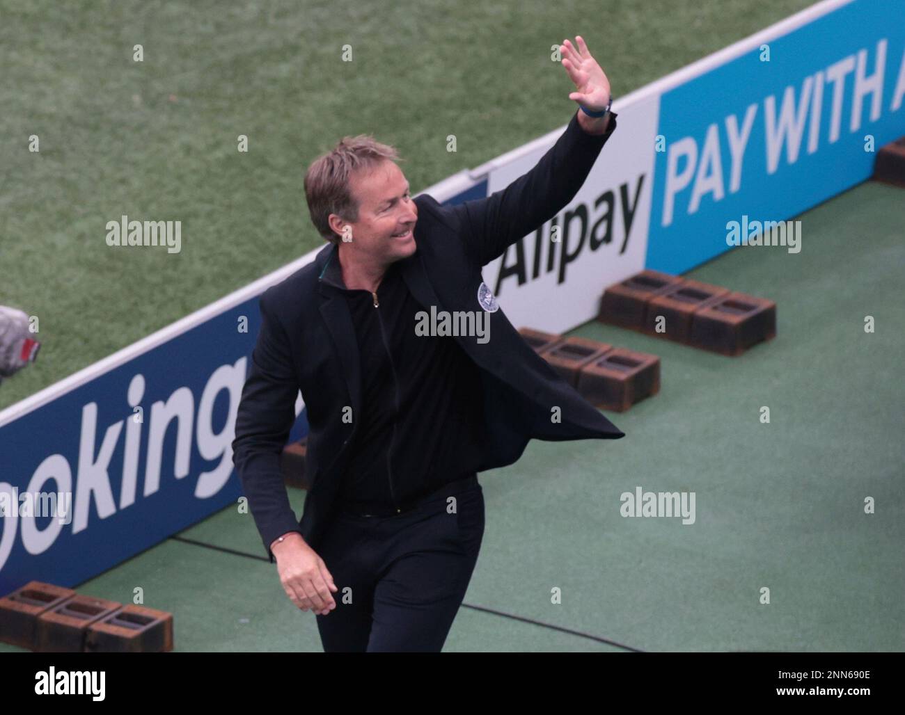 Denmark's manager Kasper Hjulmand waves to supporters before the Euro ...