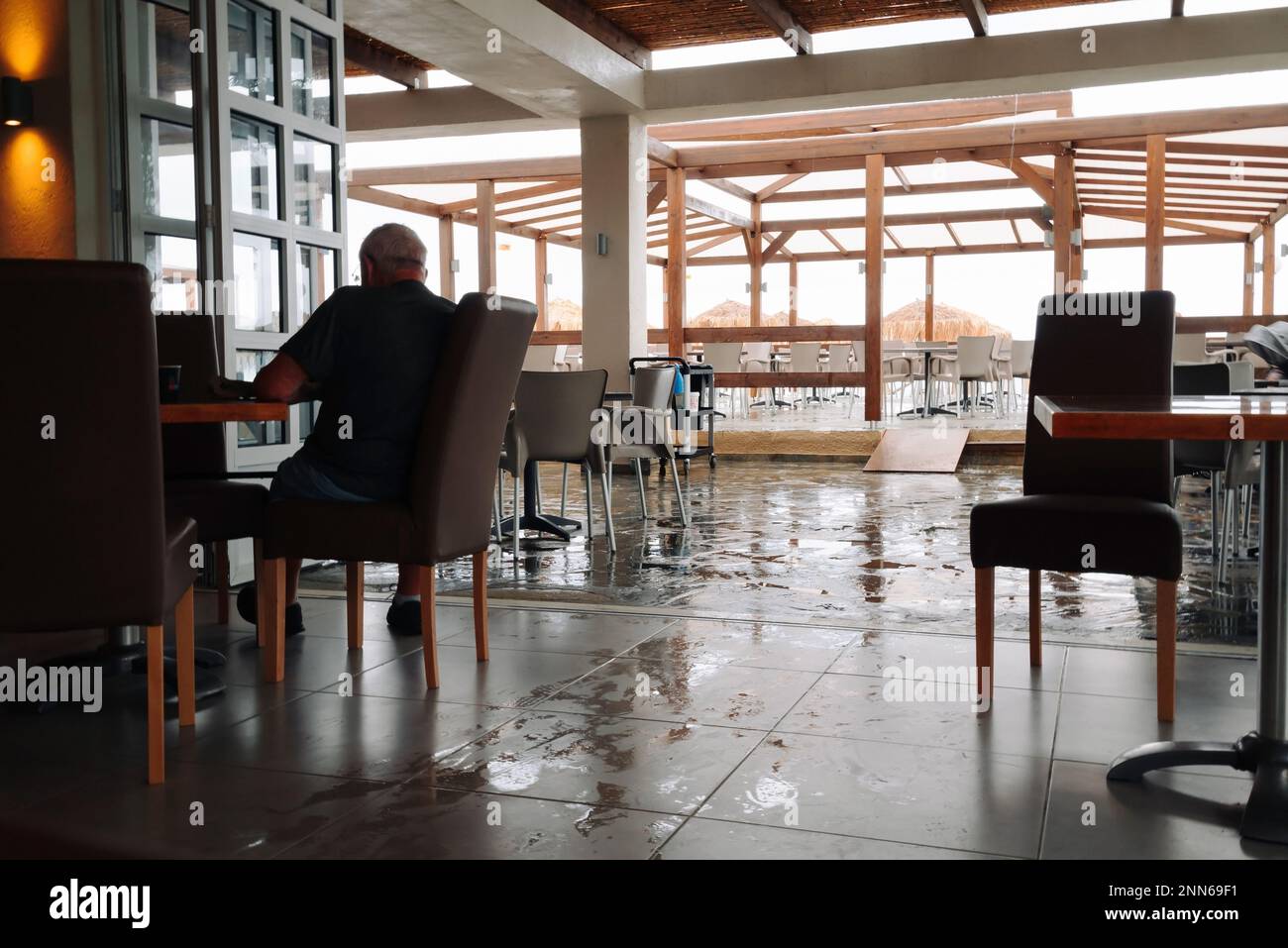 Moraitika, Greece - 09 27 2022: Almost Empty Beach Cafe In Hotel Due To ...