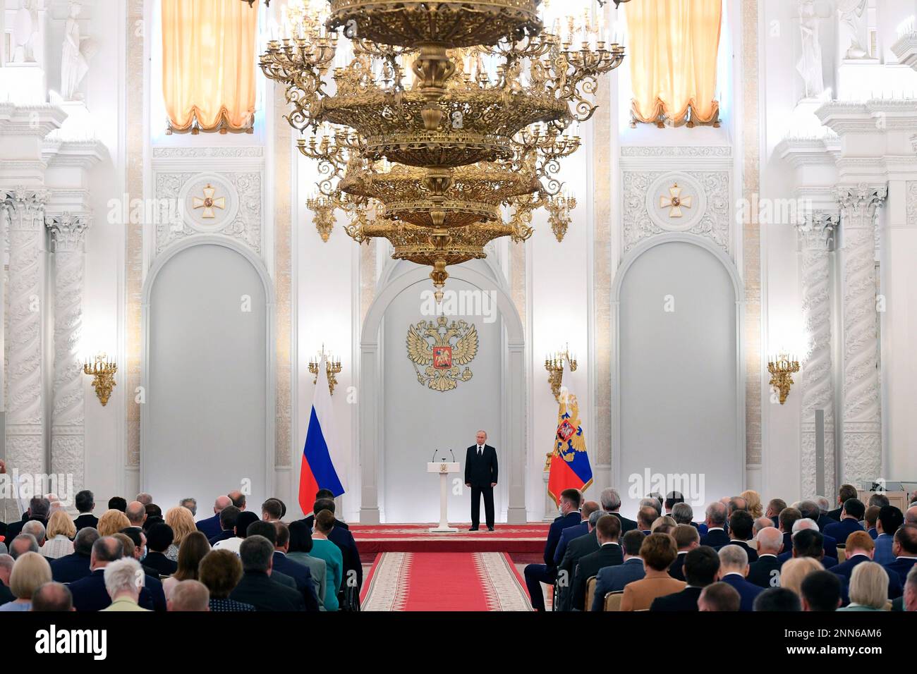 Russian President Vladimir Putin arrives to deliver his speech to ...
