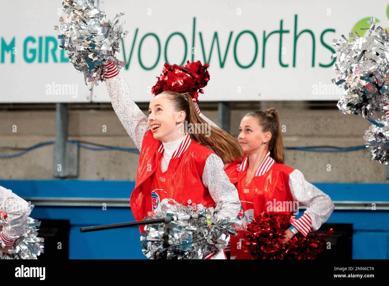 SYDNEY, AUSTRALIA - JUNE 19: NSW Swifts cheerleaders during the Suncorp ...