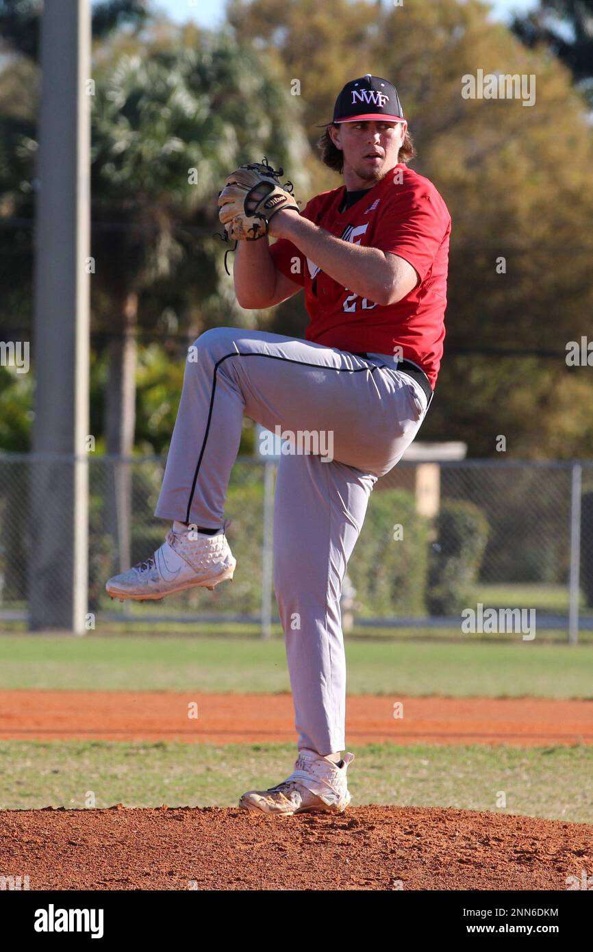Northwest Florida State pitcher Dylan Ross (20) during a game against ...