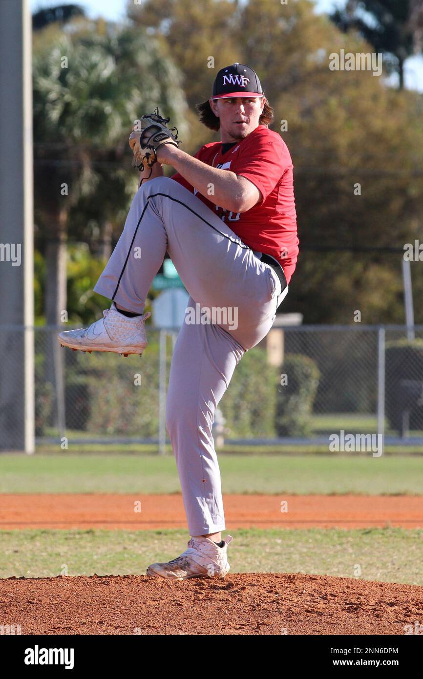 Northwest Florida State pitcher Dylan Ross (20) during a game against ...