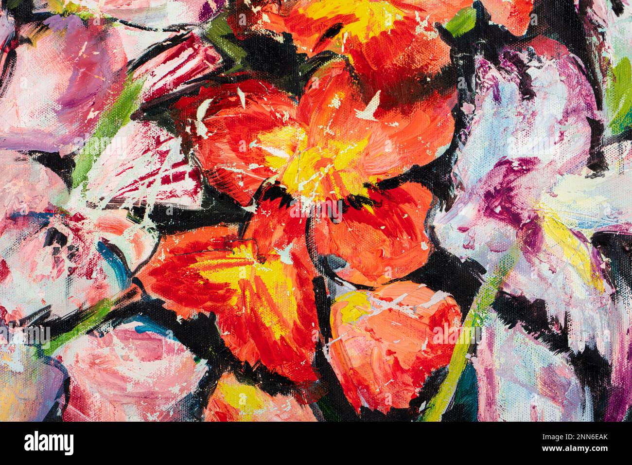 Contrast flowers in a awesome color, painting background Stock Photo ...
