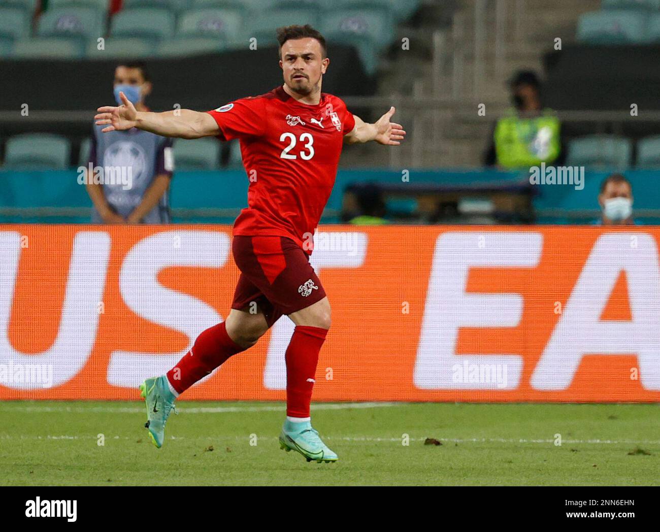 Switzerland's Xherdan Shaqiri celebrates after scoring his sides second ...