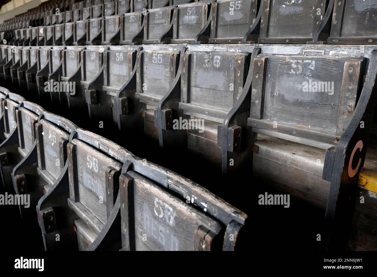 An interior general view of seating inside the stadium before the Sky ...