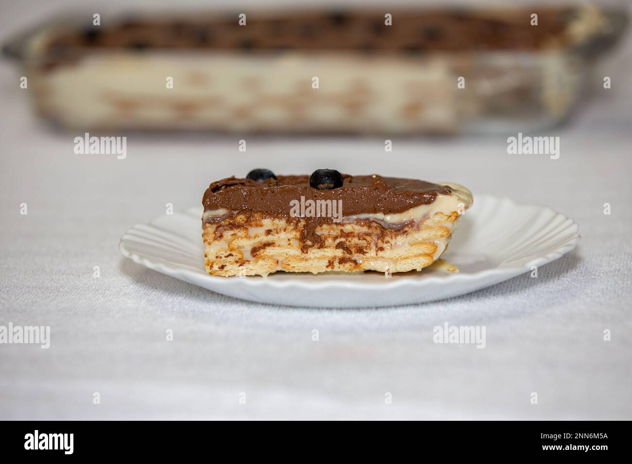Traditional Brazilian sweet pave made with biscuits and vanilla and ...