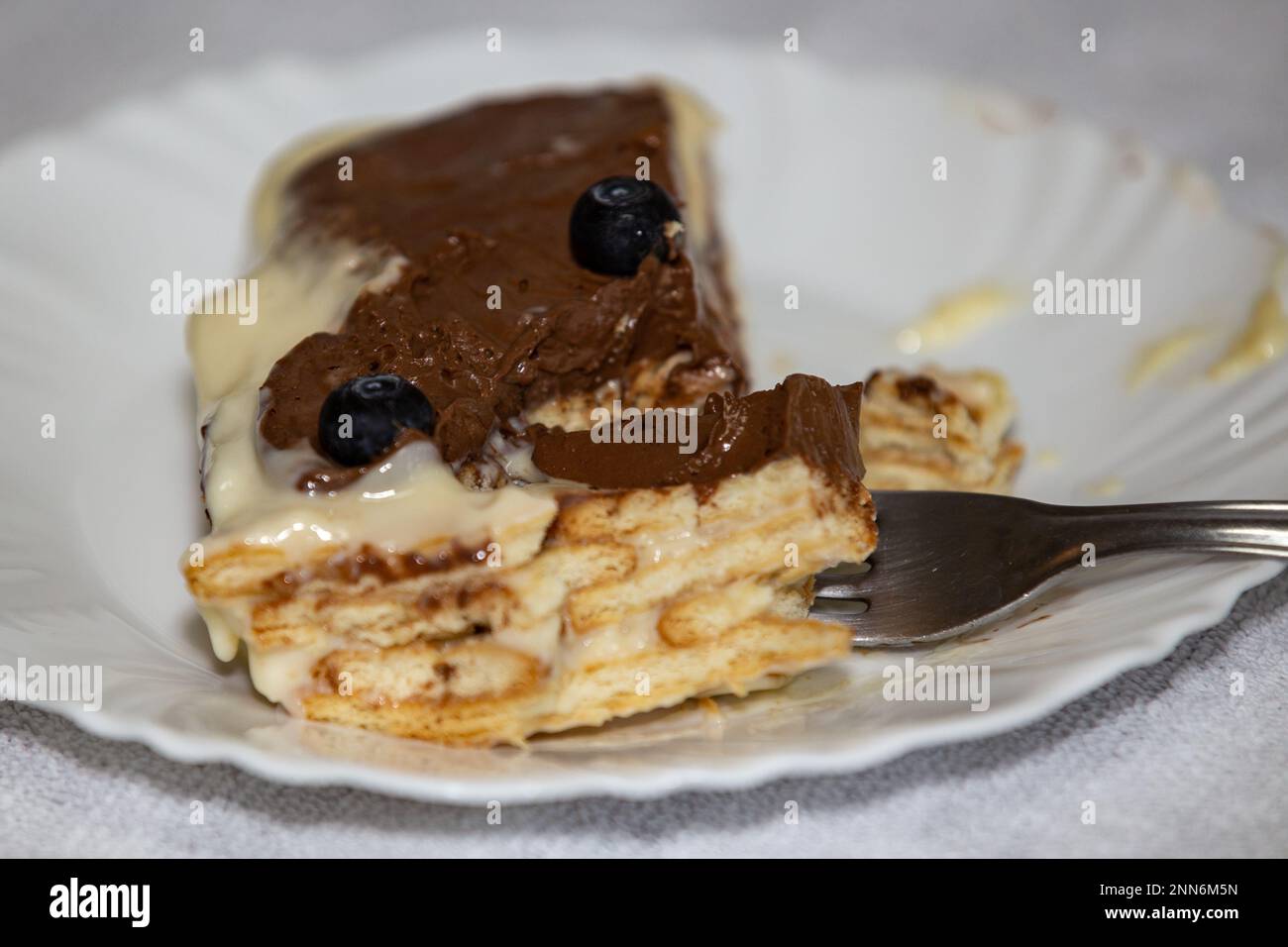 Traditional Brazilian sweet pave made with biscuits and vanilla and ...