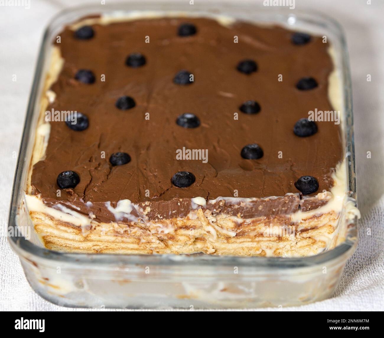 Traditional Brazilian sweet pave made with biscuits and vanilla and ...