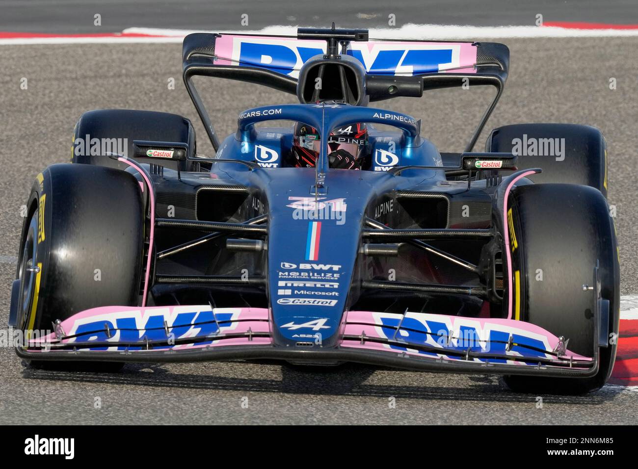 Alpine driver Esteban Ocon of France steers his car during a Formula ...