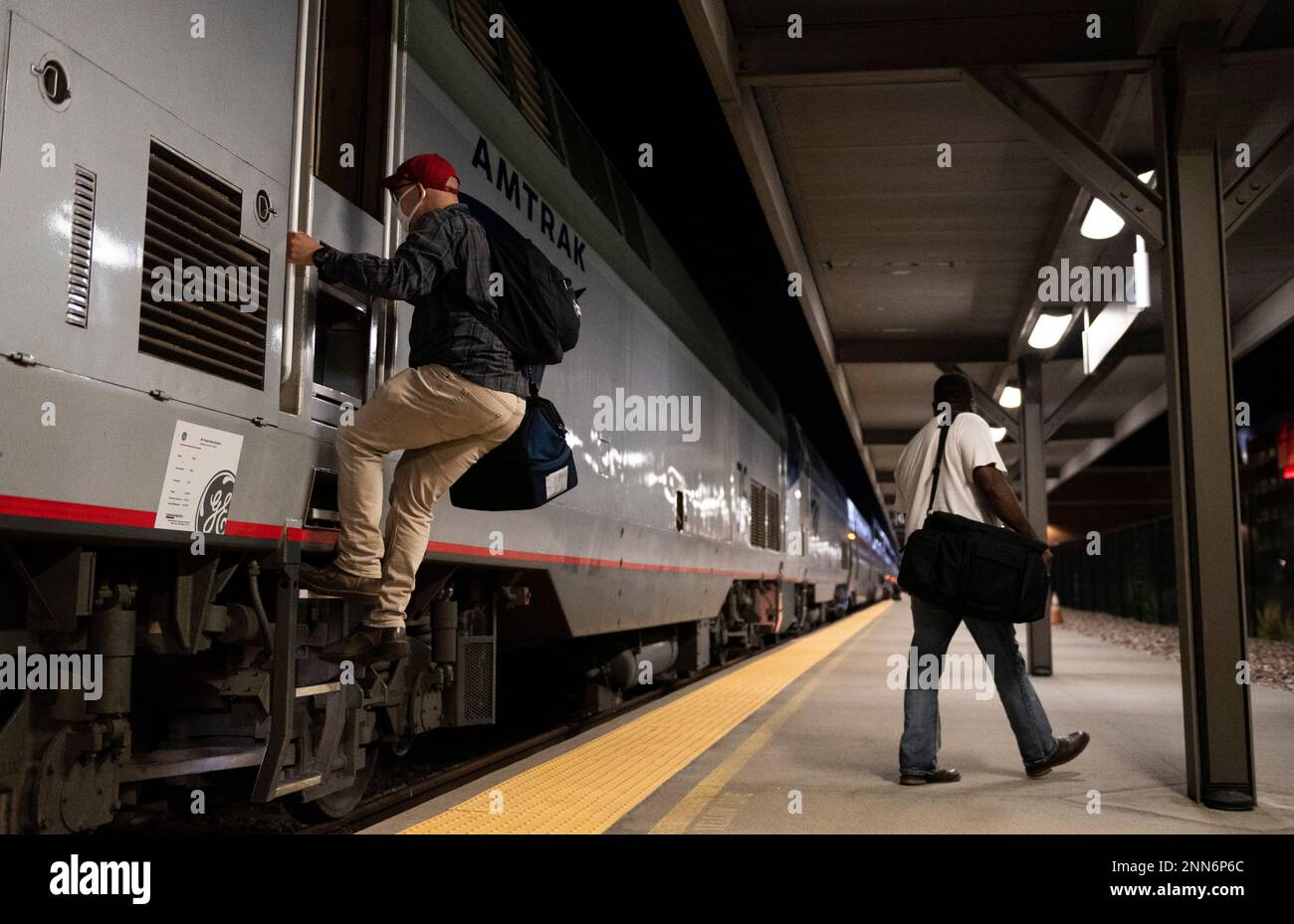 Members of the Amtrak crew switch out on Friday, June 11, 2021, at ...