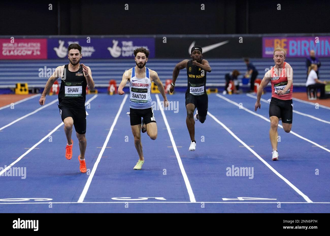 Zac Shaw (left) wins the Men's Para 60m during the Birmingham World ...