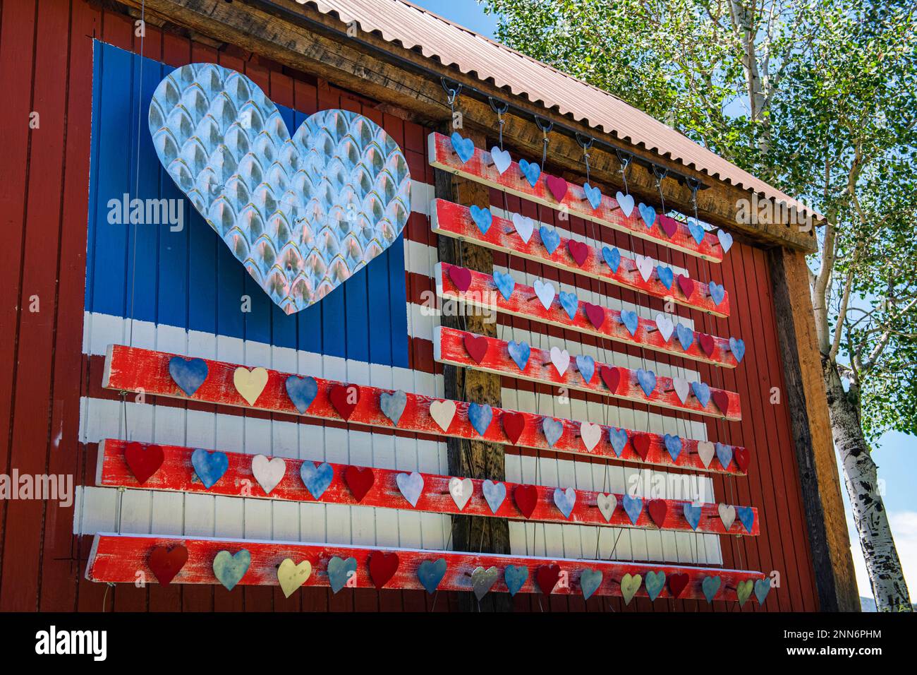 John Przonek's 3D mural of an American Flag is displayed on the back of ...
