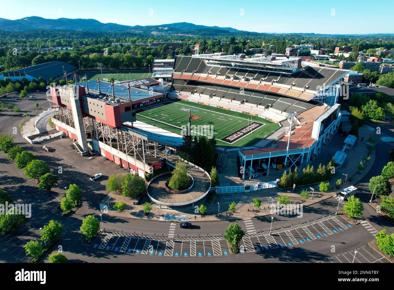 An aerial view of Reser Stadium on the campus of Oregon State, Thursday ...