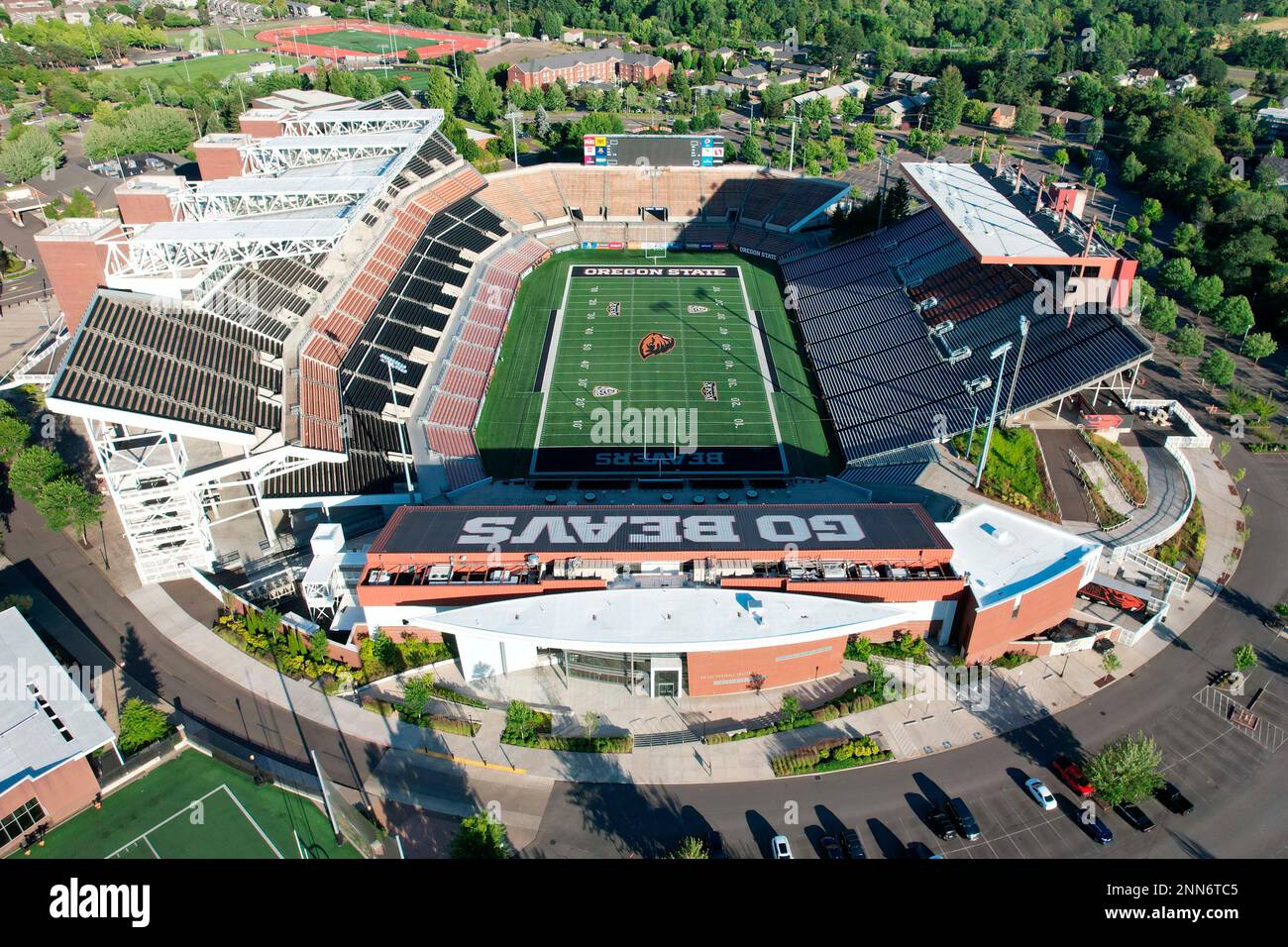 An aerial view of Reser Stadium on the campus of Oregon State, Thursday ...