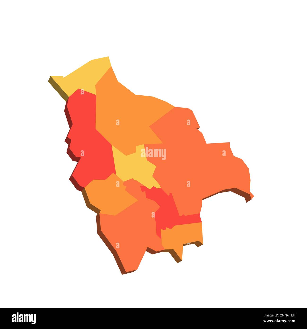 Bolivia political map of administrative divisions - departments. Map ...