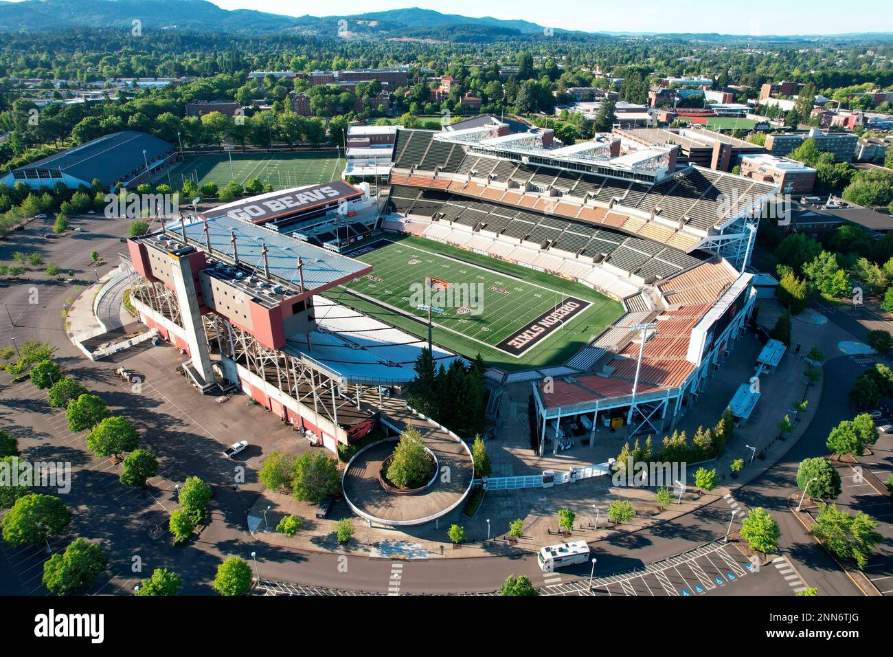 An aerial view of Reser Stadium on the campus of Oregon State, Thursday ...