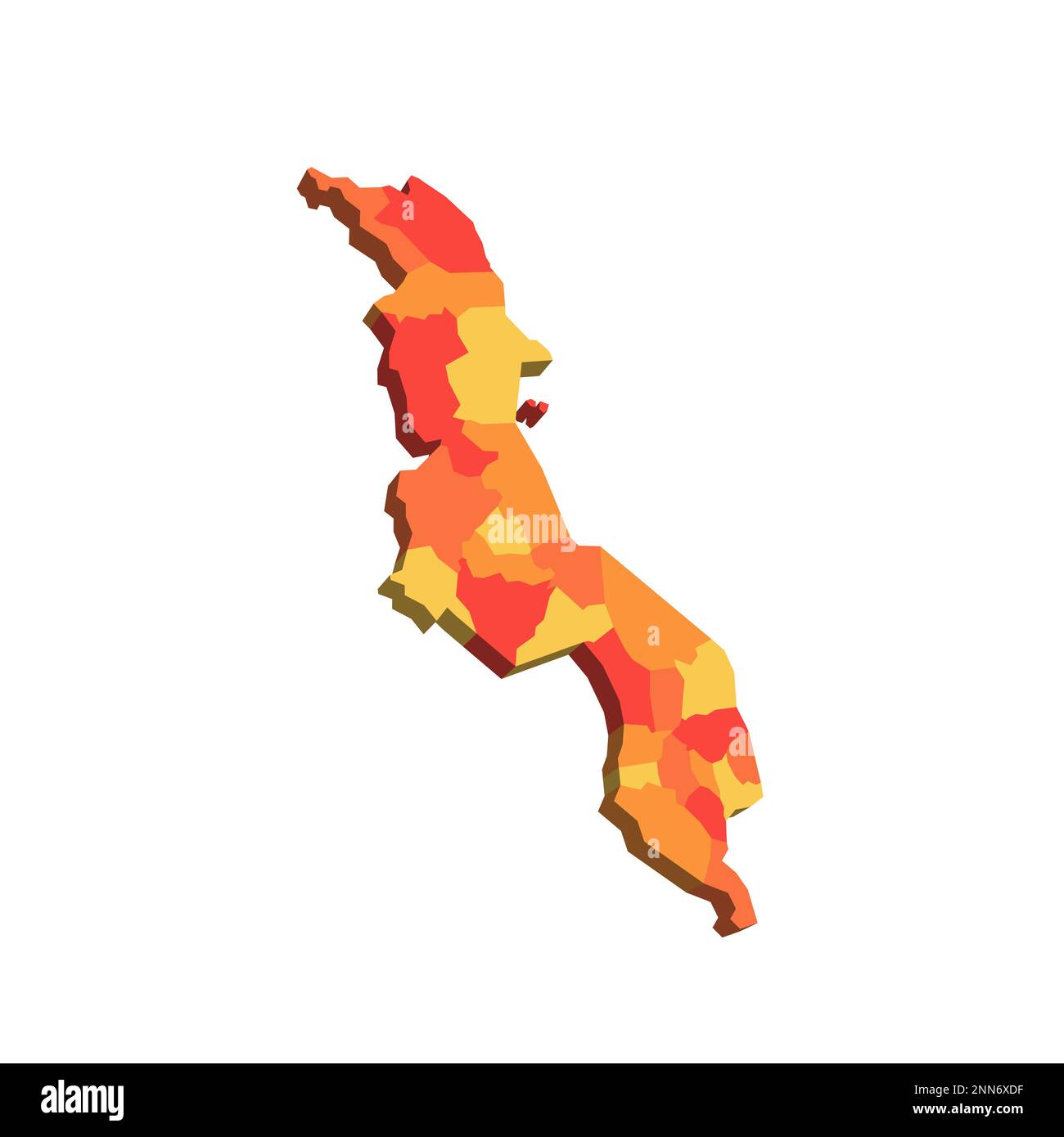 Malawi political map of administrative divisions - districts. Map with ...