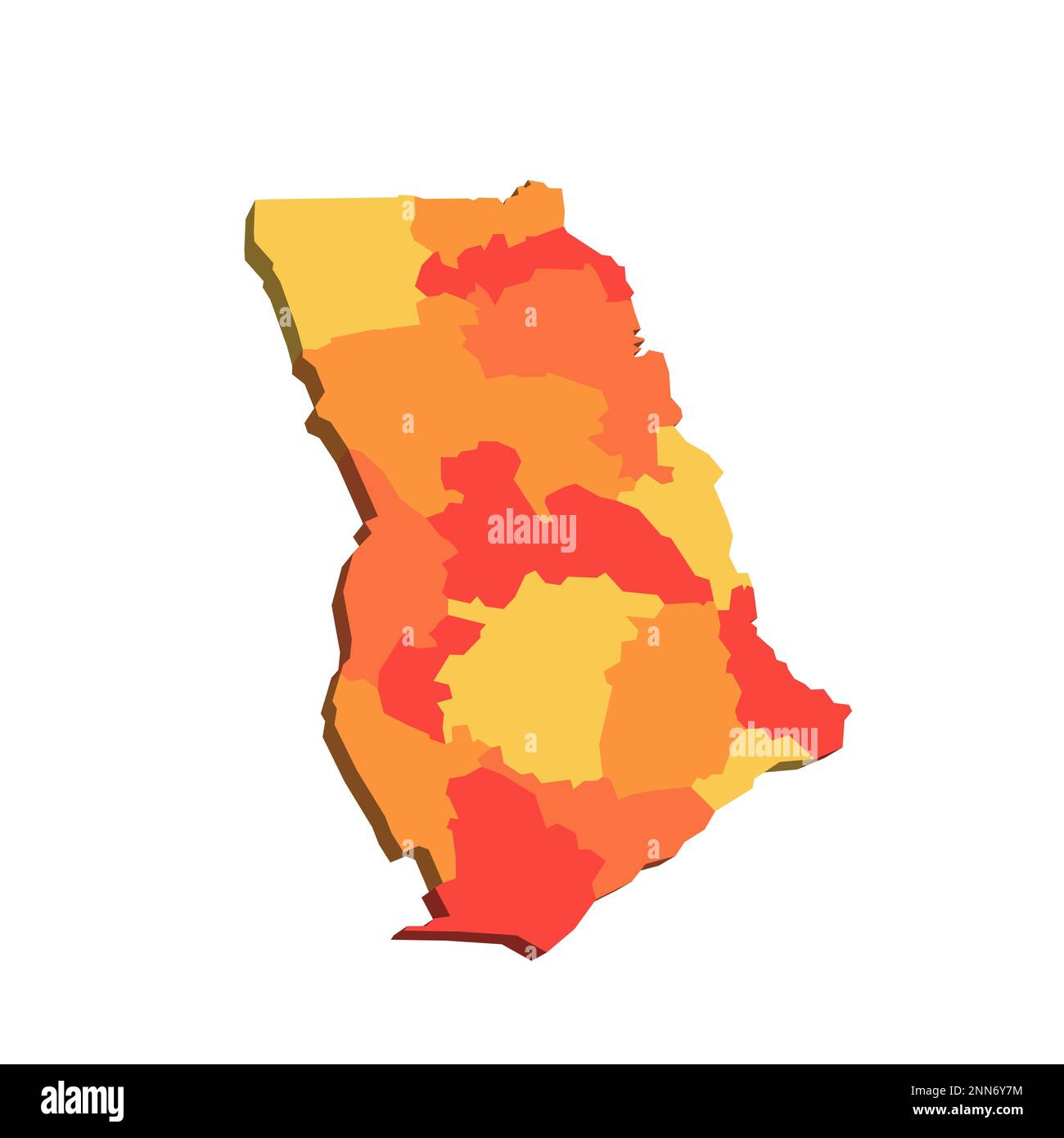 Ghana political map of administrative divisions - regions. Map with ...