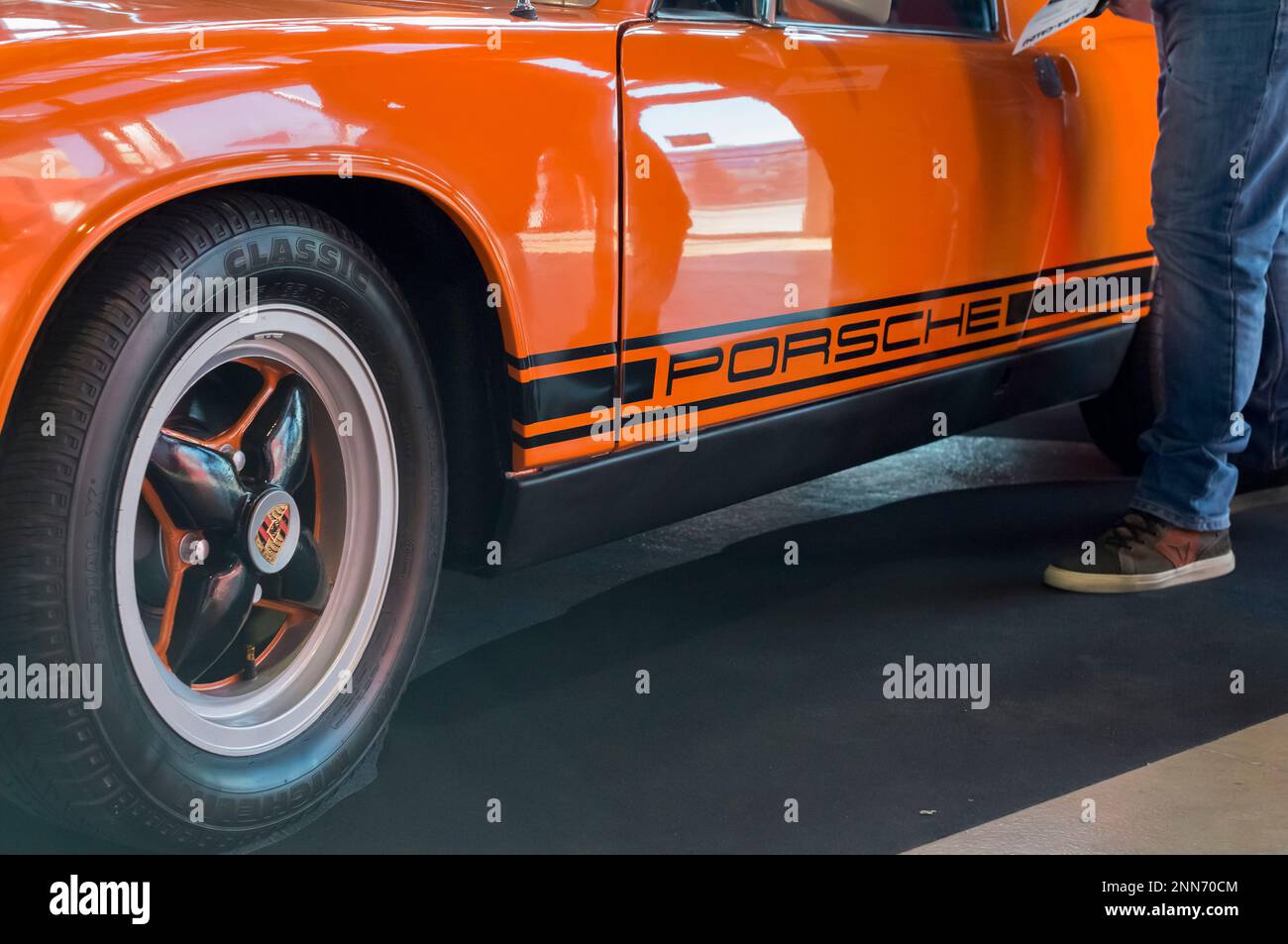 Close up view of a Porsche wheel at the ClassicMadrid exhibition of ...