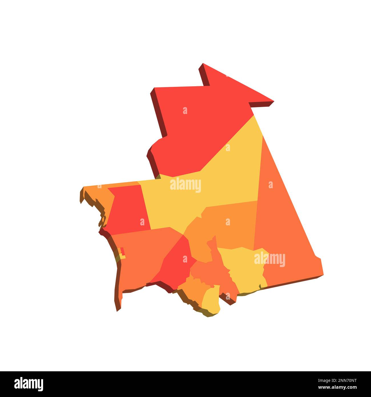 Mauritania political map of administrative divisions - regions and ...