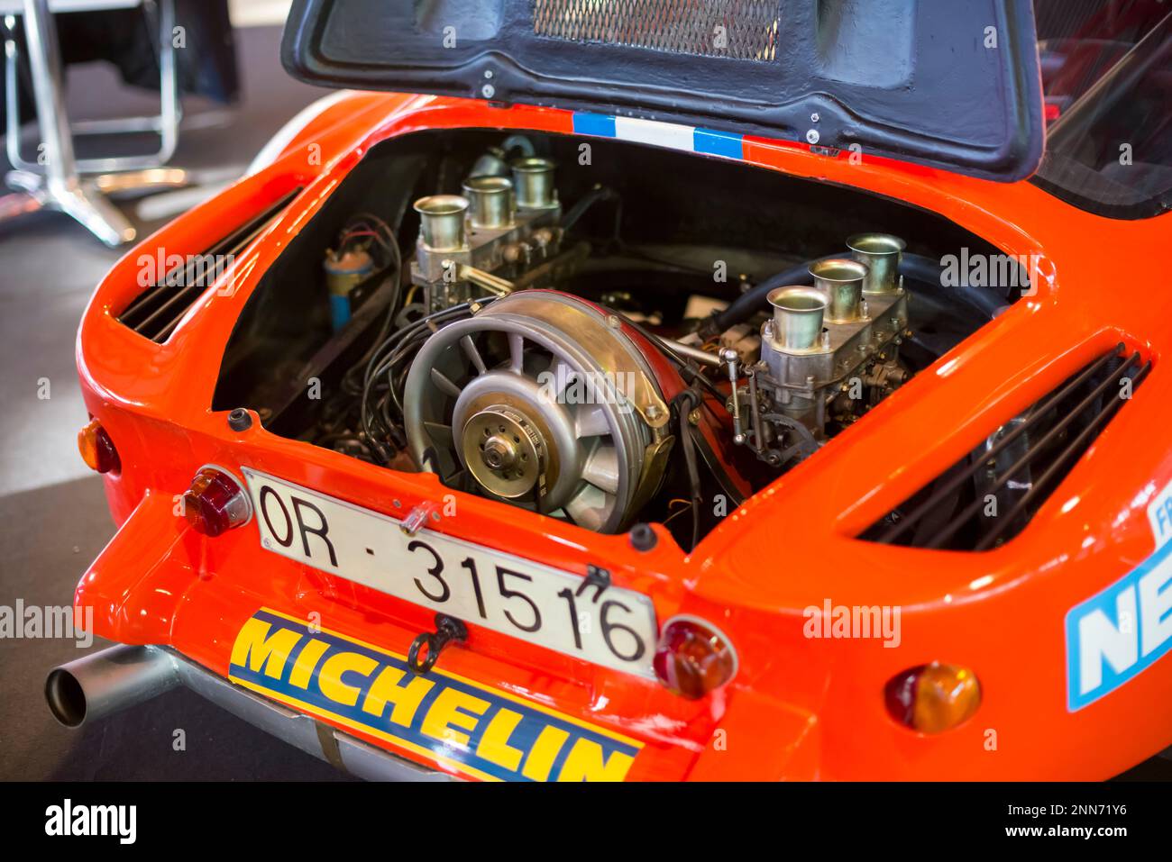 Engine view of a Alpine Renault, Alpinche, rally car at the ...