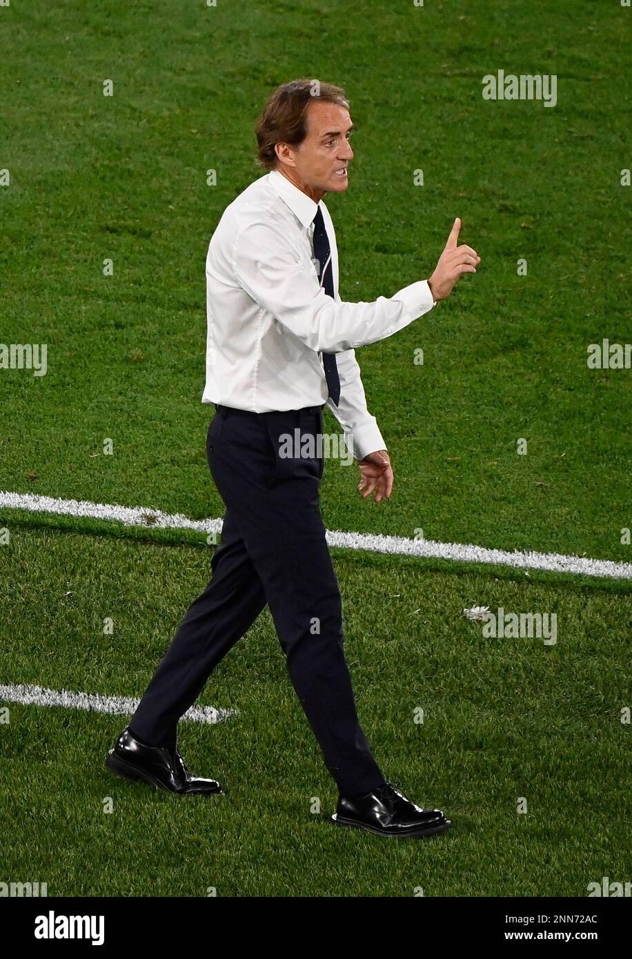 Italy's manager Roberto Mancini gestures during the Euro 2020 soccer ...