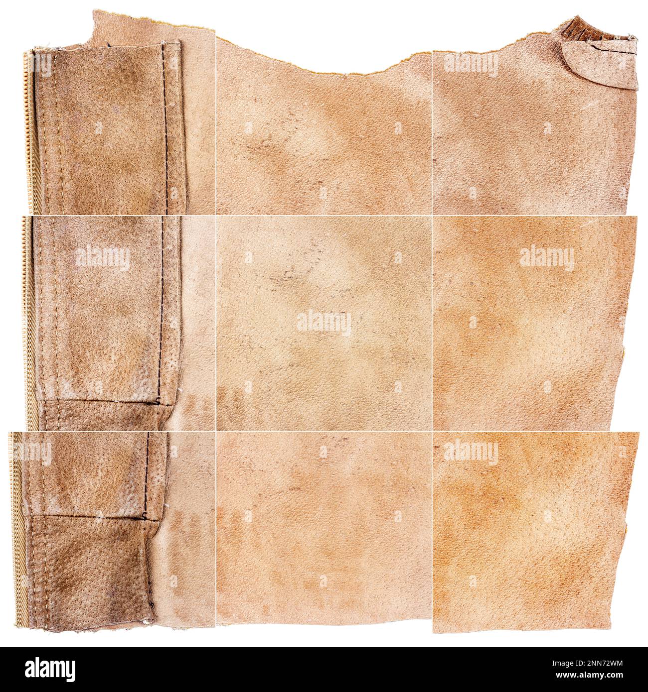 Collection of brown leather textures isolated on white background ...