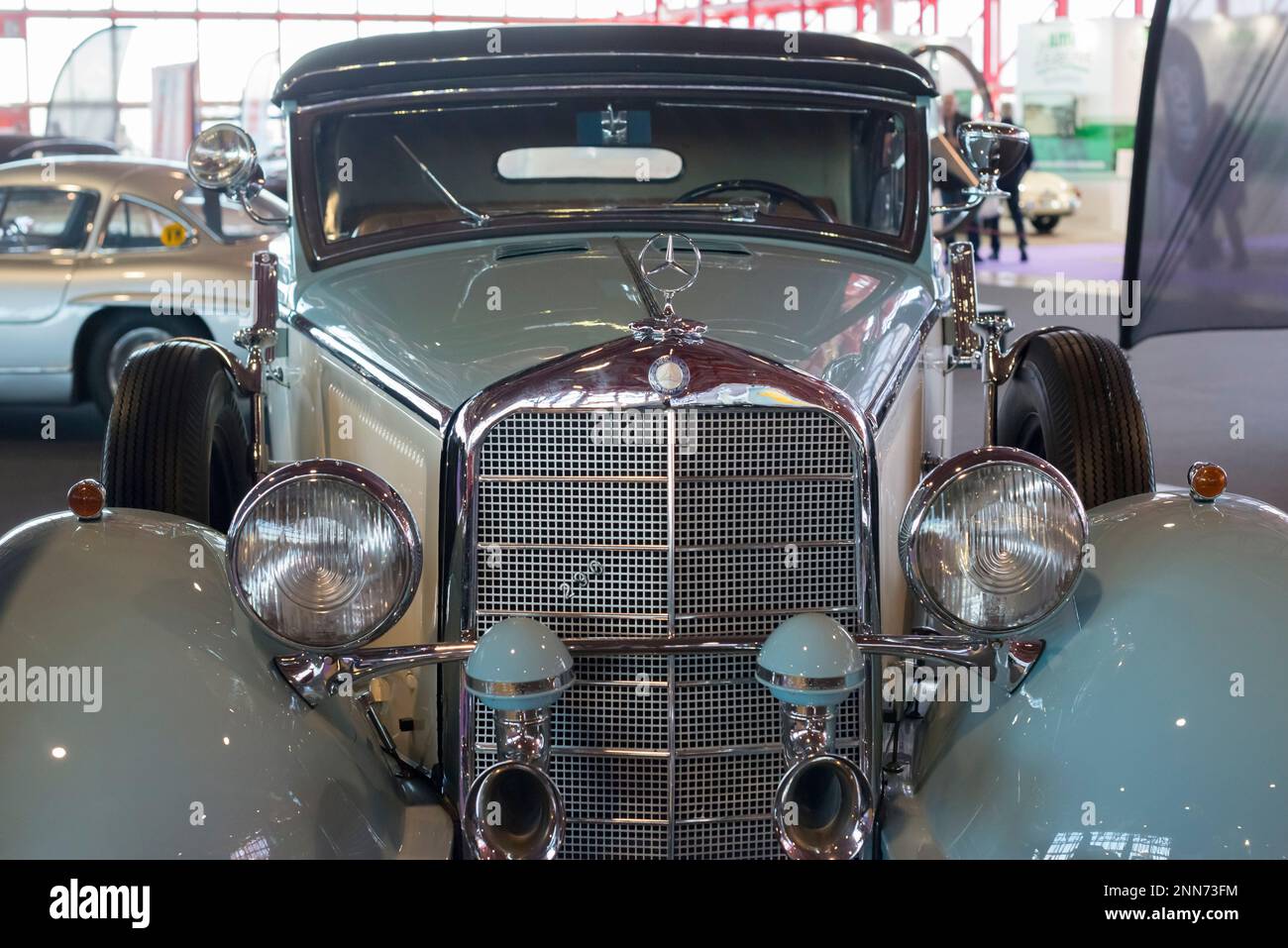Mercedes Benz luxury car at the ClassicMadrid exhibition of classic and ...