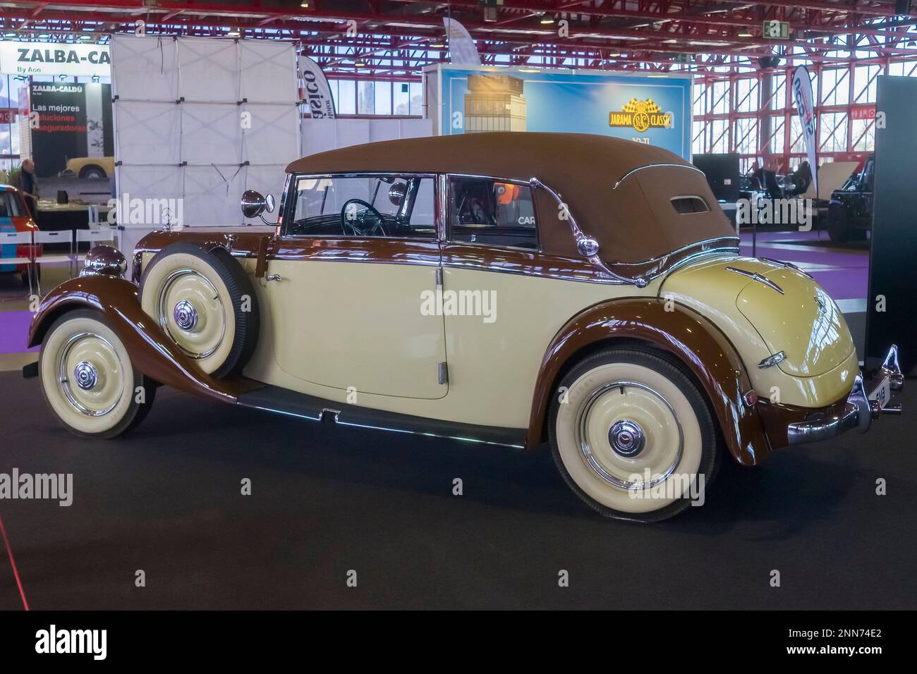 Side view of a Mercedes Benz classic car at the ClassicMadrid ...