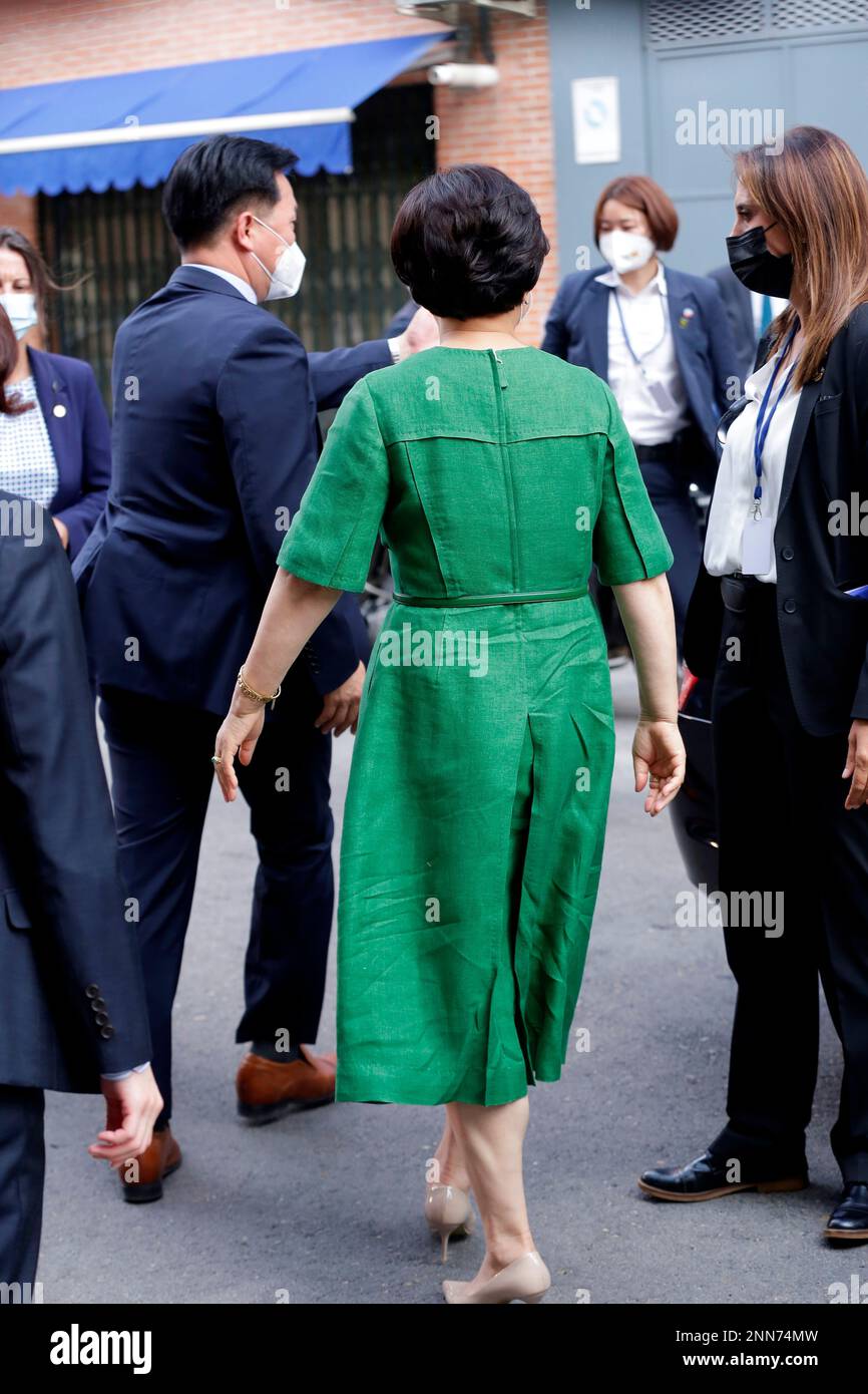 The First Lady of the Republic of Korea, Kim Jung-Sook, arrives at the ...