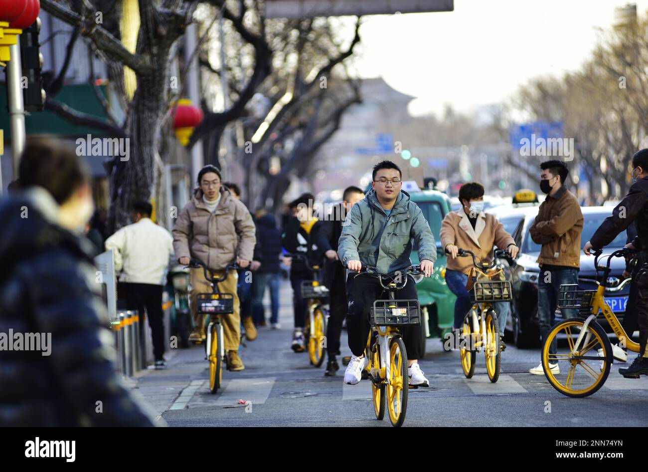 BEIJING, CHINA - FEBRUARY 25, 2023 - Tourists walk along Wangfujing ...