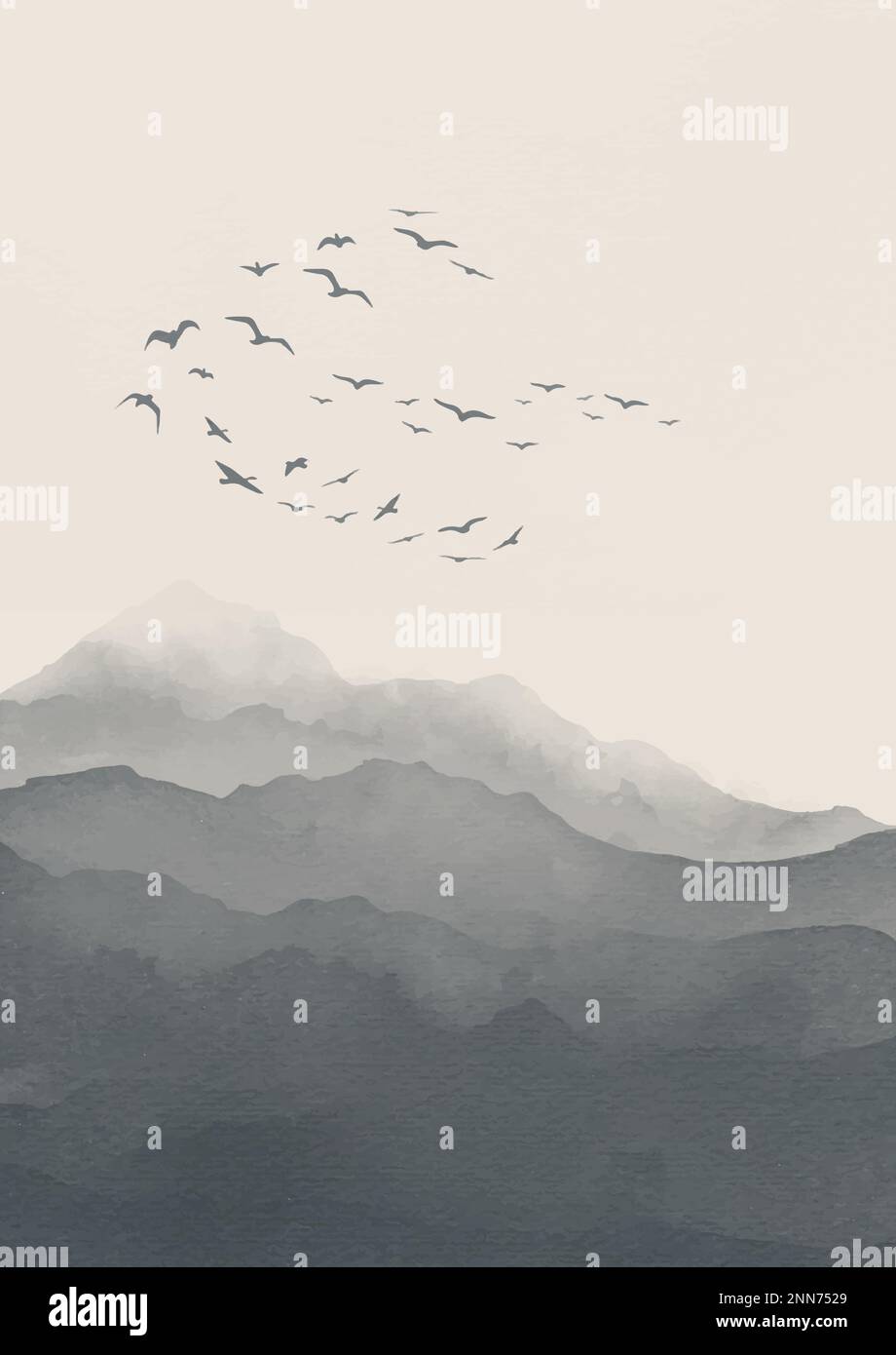 Abstract landscape background in traditional Japanese themed ...