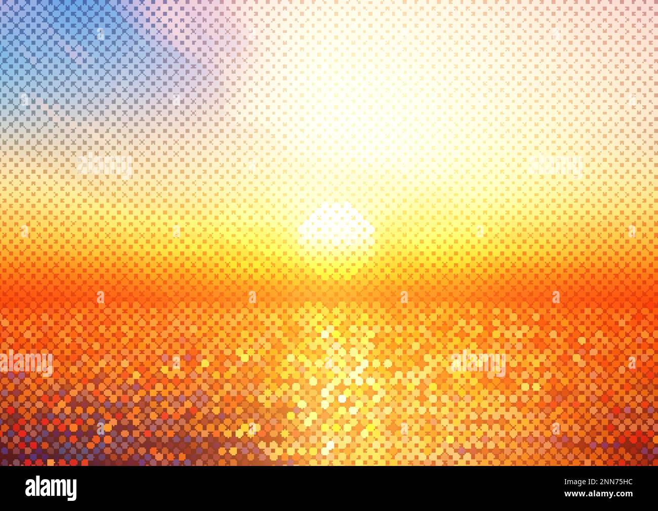 Abstract sunset landscape with a halftone dots design Stock Vector ...