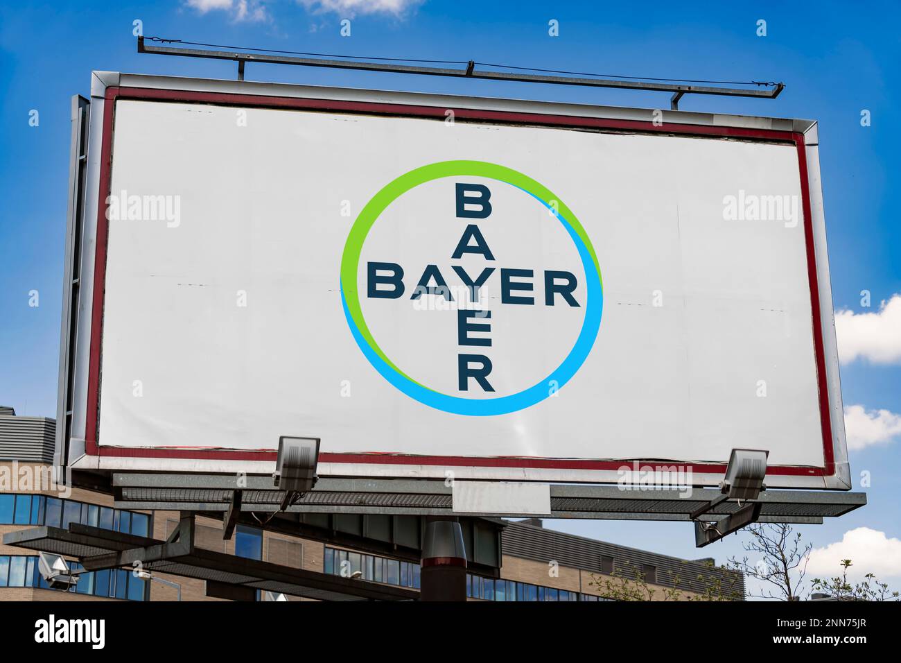 POZNAN, POL - JAN 11, 2023: Advertisement billboard displaying logo of ...