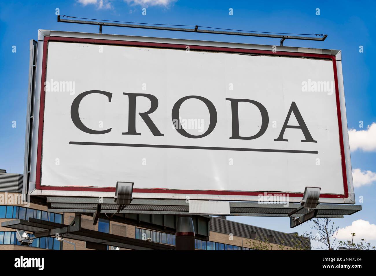 POZNAN, POL - JAN 11, 2023: Advertisement billboard displaying logo of ...
