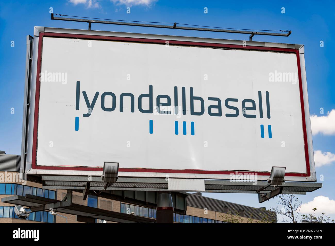 POZNAN, POL - JAN 11, 2023: Advertisement billboard displaying logo of ...