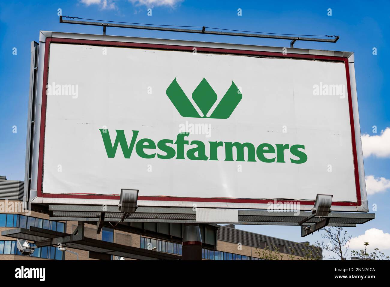 POZNAN, POL - JAN 11, 2023: Advertisement billboard displaying logo of ...