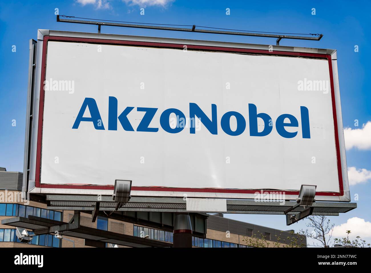 POZNAN, POL - JAN 11, 2023: Advertisement billboard displaying logo of ...